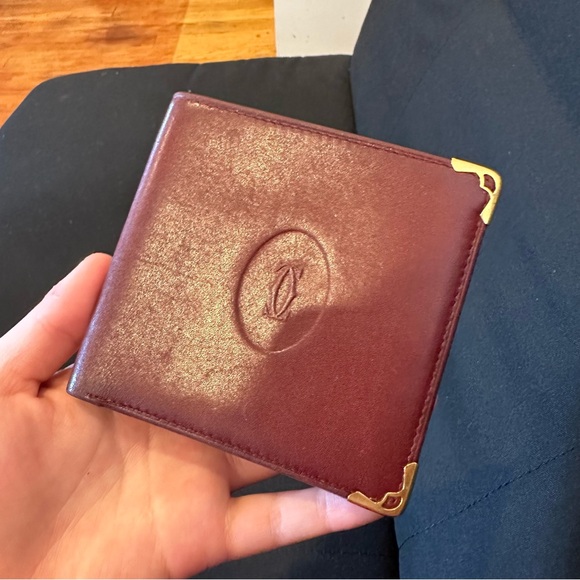 Cartier | Bags | Authentic Vintage Cartier Burgundy Wine Leather Wallet ...